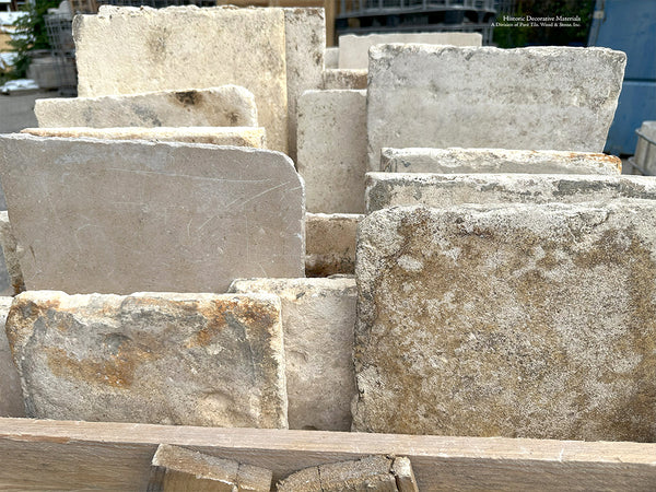 Antique French Limestone Floor Tile is salvaged from old French manor ...