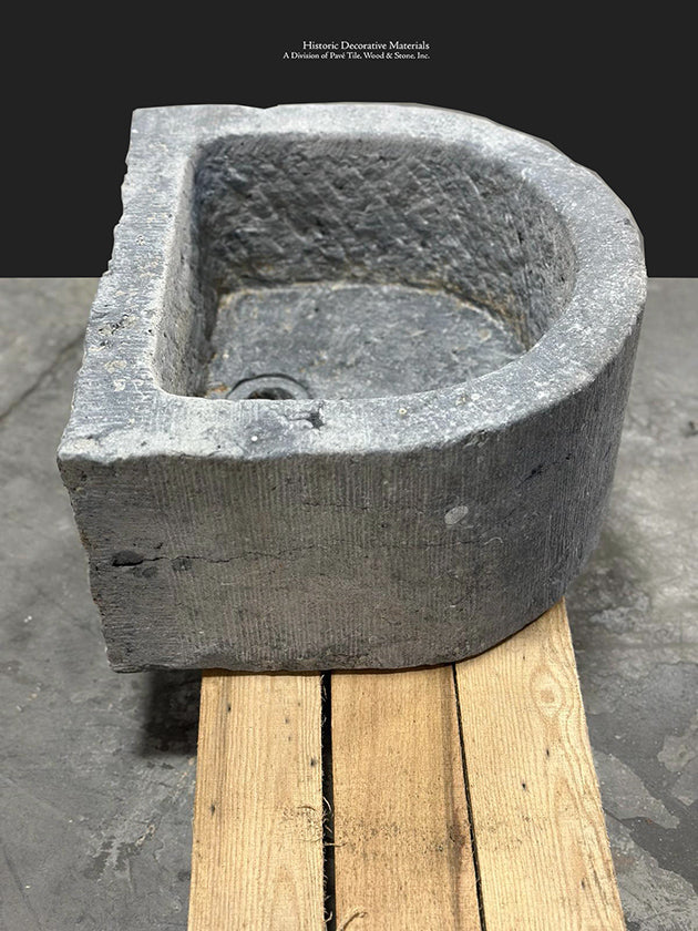 Hand-Carved Antique Belgian Bluestone Vessel - Historic Decorative ...